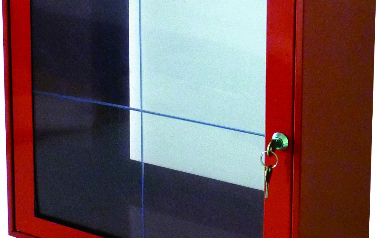 Break glass cabinet with glass panel – W.600 x H.600 x D.450 mm